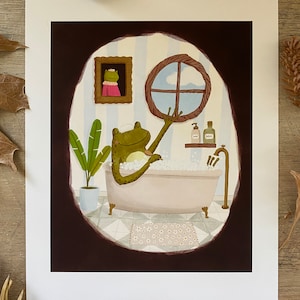 Bathing Frog Burrow Home Baby Nursery Art Print 8”x10” Art Print. Baby ...