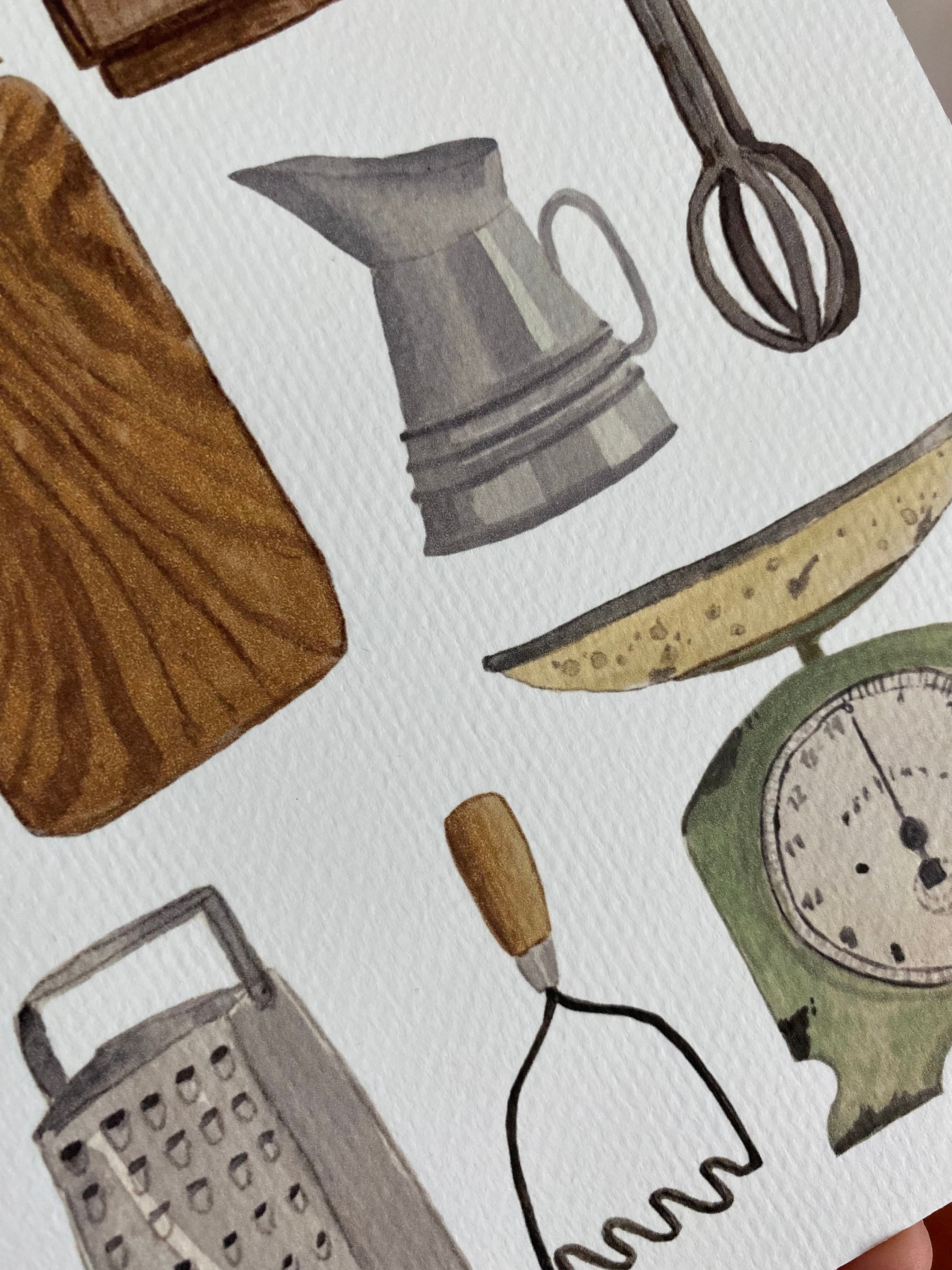 Vintage Kitchen Tools Art Print 8x10. Cute Watercolor - Etsy