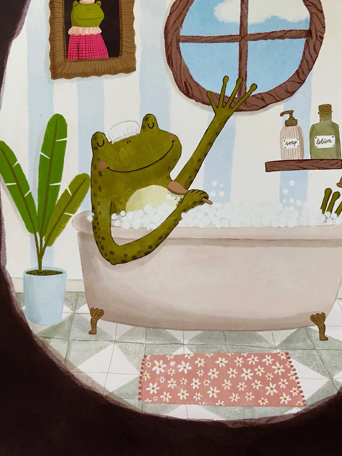 Bathing Frog Burrow Home Baby Nursery Art Print 8”x10” Art Print. Baby ...