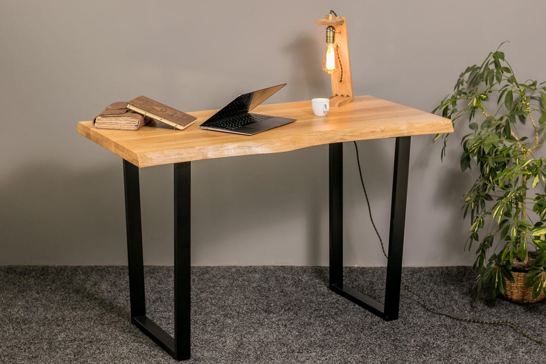 Handmade Oak Wood Office Desk, Rustic Console Table, Industrial ...