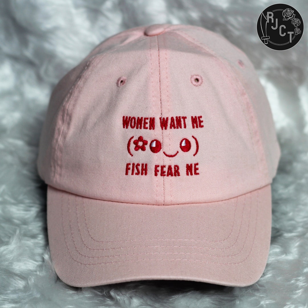 Women Want Me Fish Fear Me Hat Pink Kawaii Face Aesthetic Hat Pastel ...