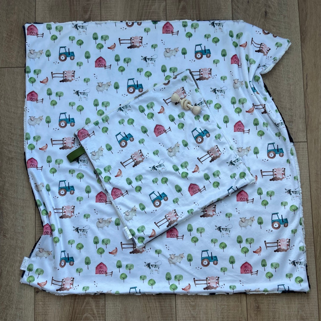 Watercolor Farm Barn Yard Baby Blanket; Minky Lovey; Farm Theme Nursery ...