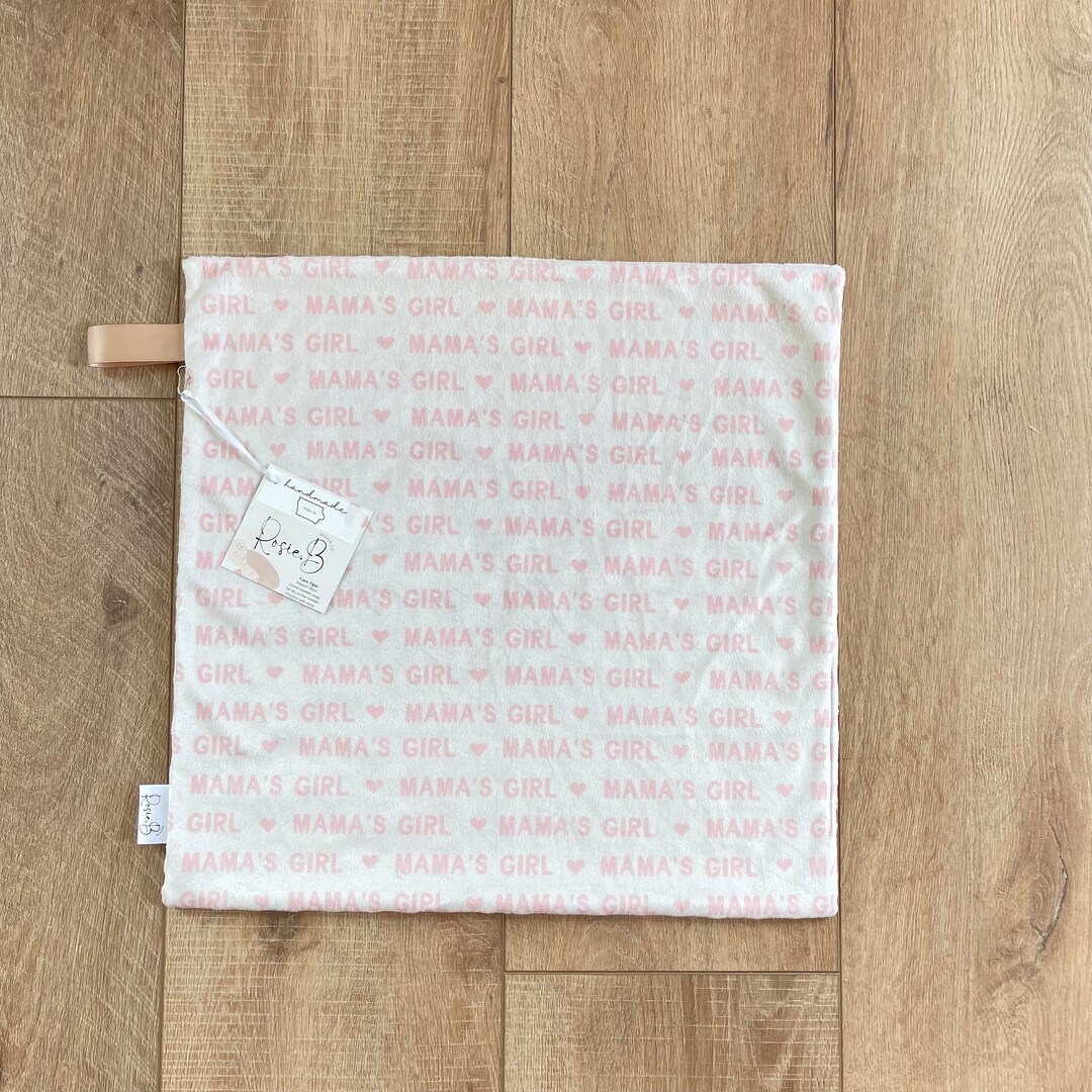 Mama's Girl Pink and Beige Minky Baby Blanket Minky Baby - Etsy