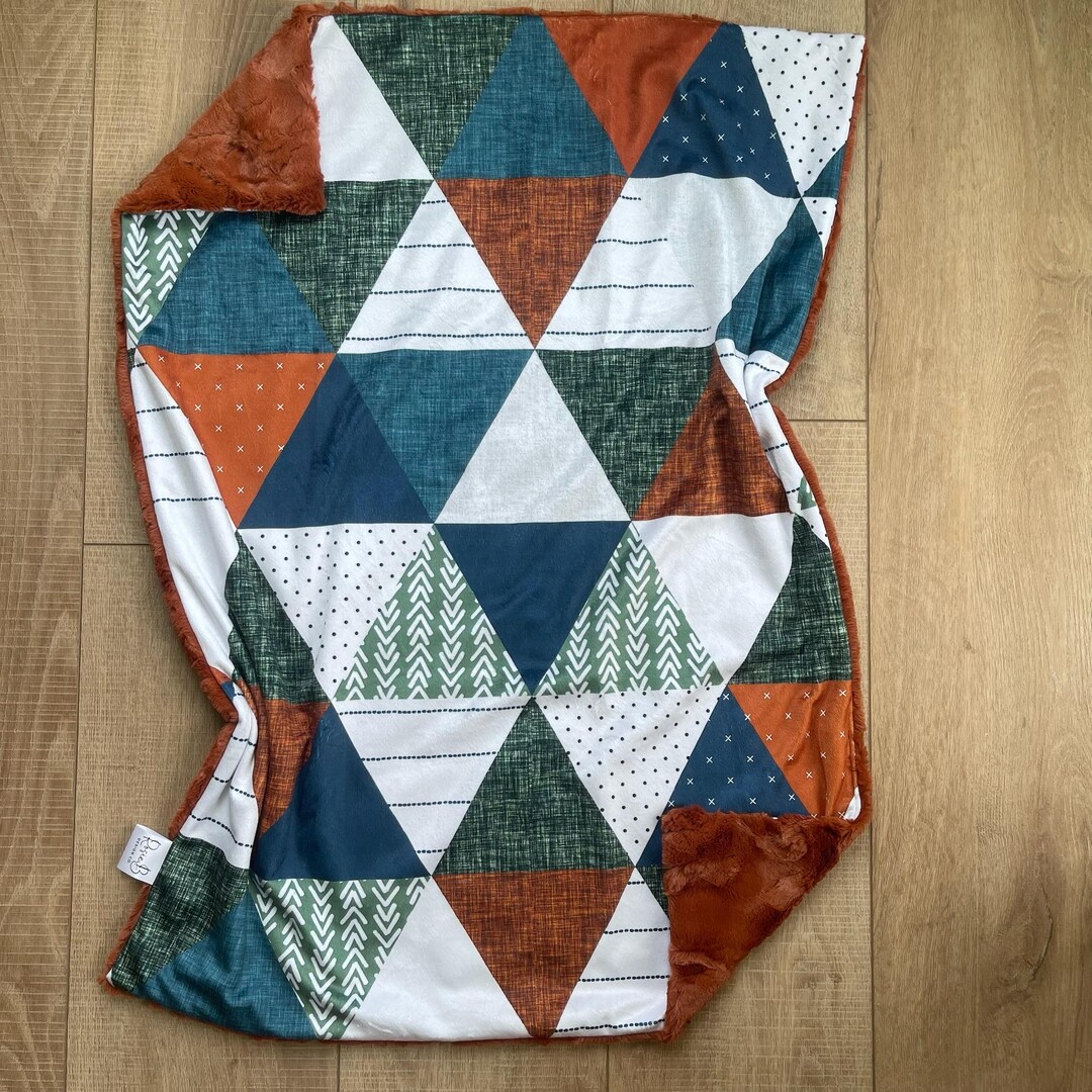 Blue Copper and Green Minky Baby Blanket; Minky Baby Lovey; Baby ...