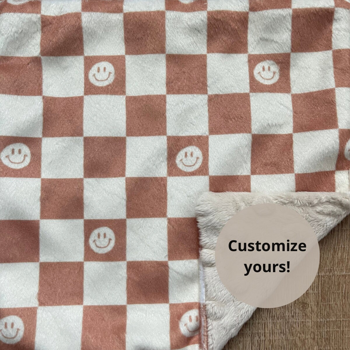 Smiley Face Neutral Check Blanket Checkered Lovey Gingham Lovey Blanket ...