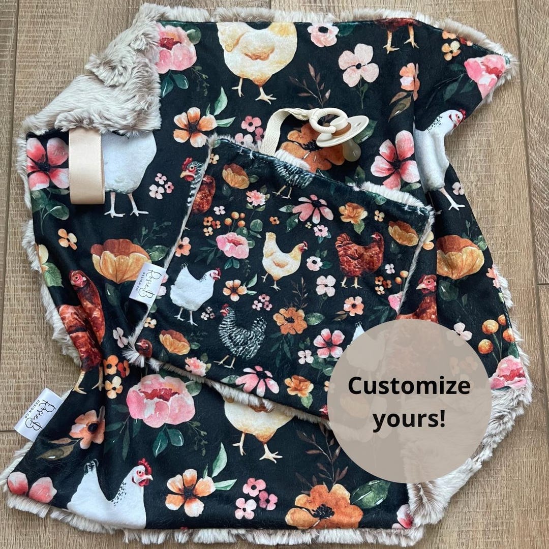 Floral Chicken Blanket; Chicken Lovey; Farm Boho Nursery; Floral Chicks ...