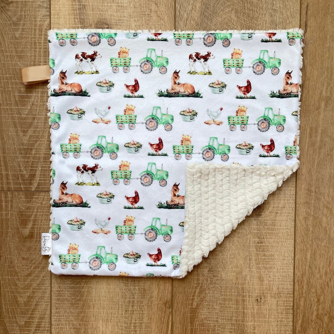 Minky Lovey Blanket Watercolor Farm Yard & Brooklyn Natural Minky - Etsy