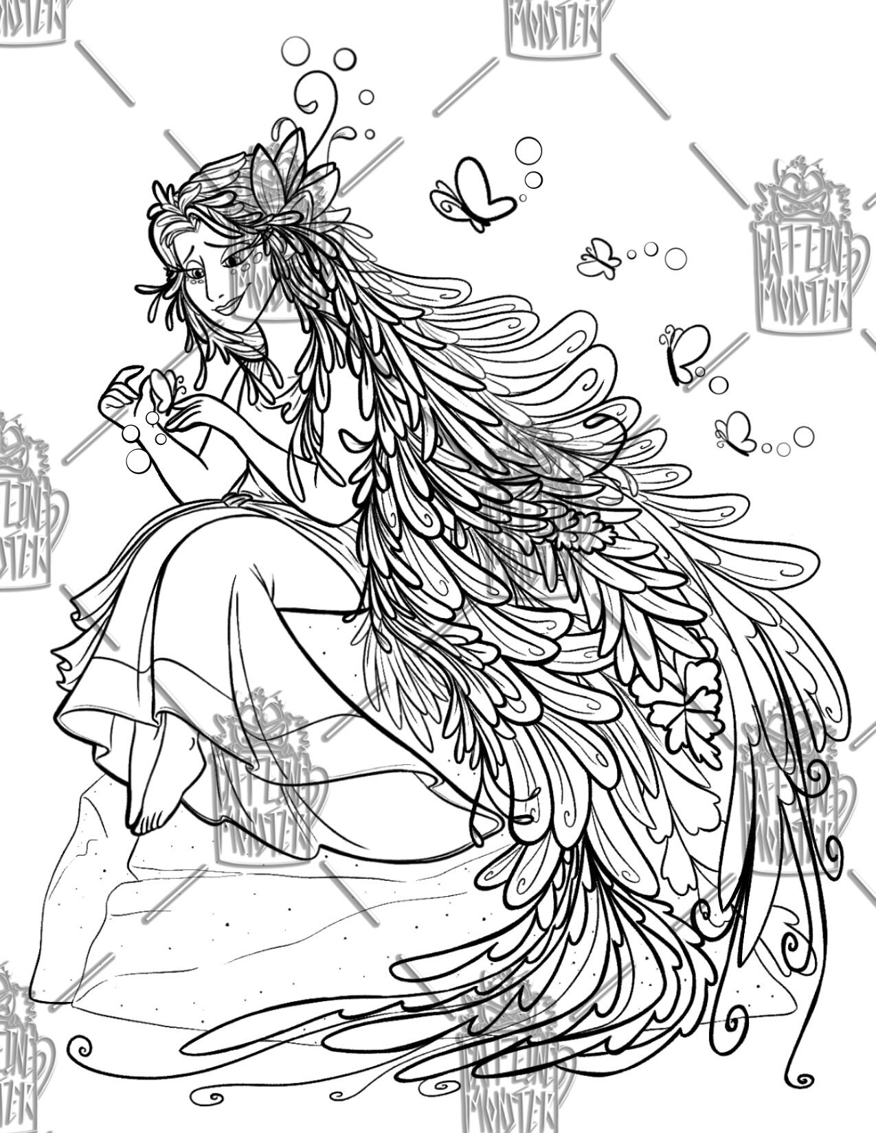 Nymph Coloring Page - Etsy