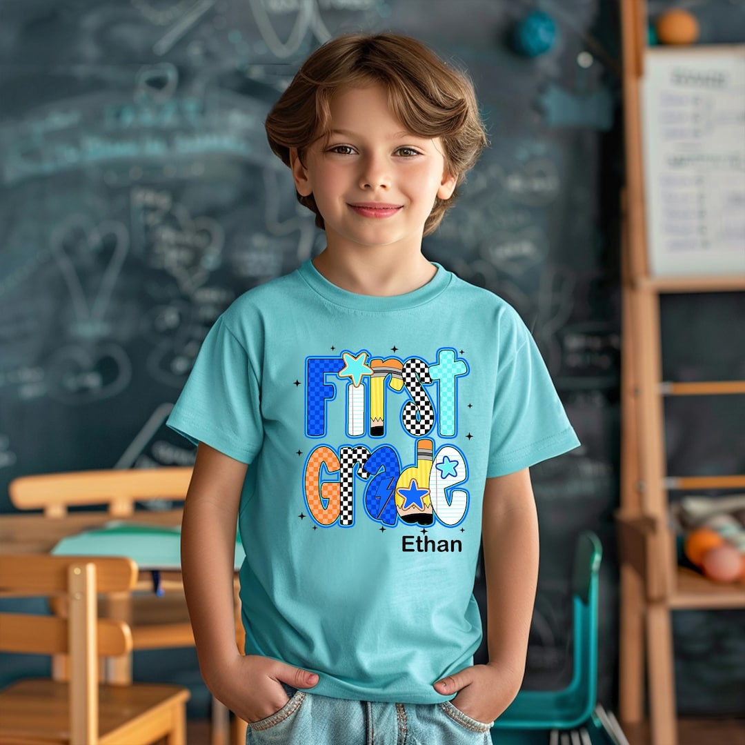 First Grade Boys School Shirt,boy First Day of School Shirt,custom ...