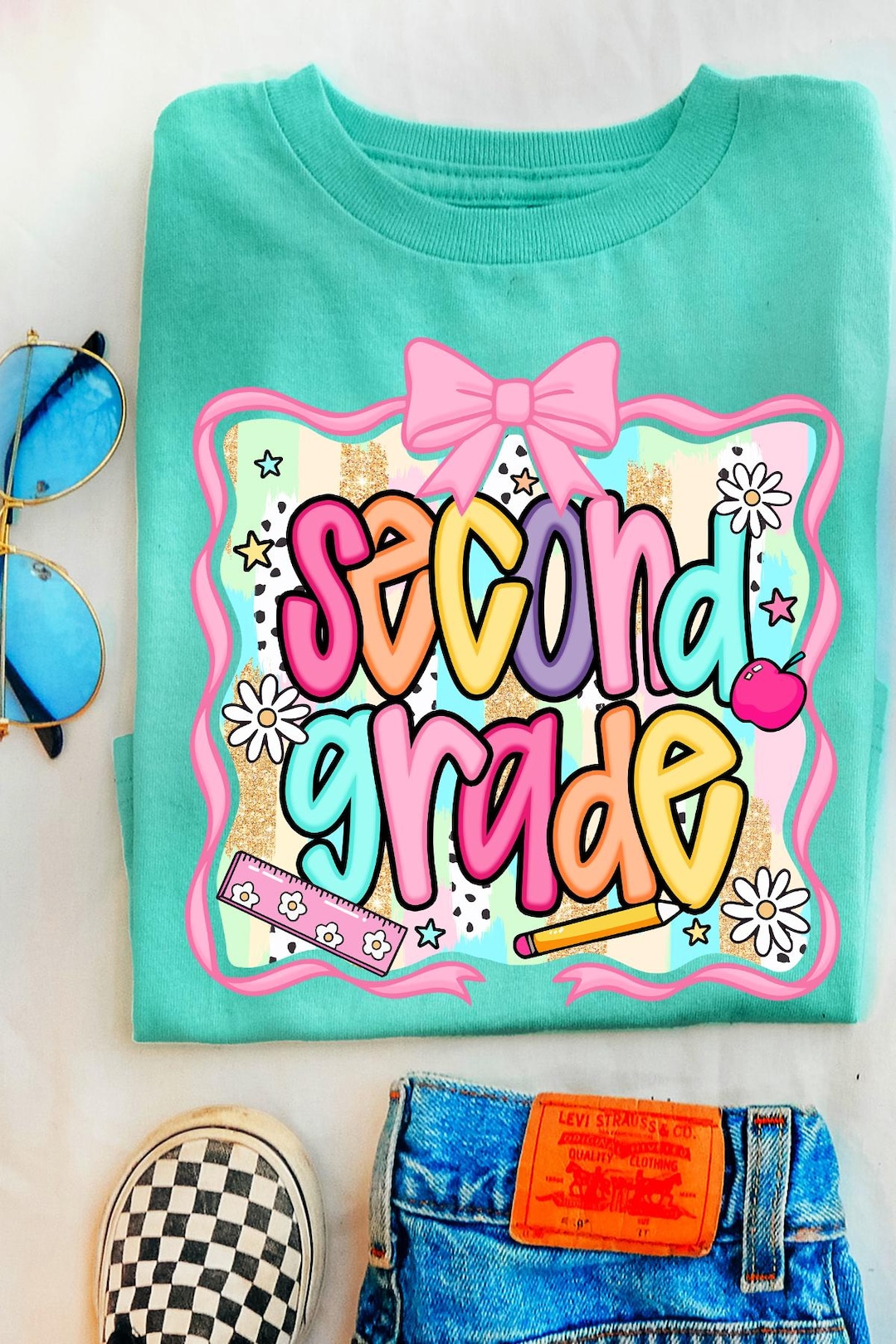 Second Grade Girl Shirt,2nd Grader Girls Coquette Bow Shirt,back to ...