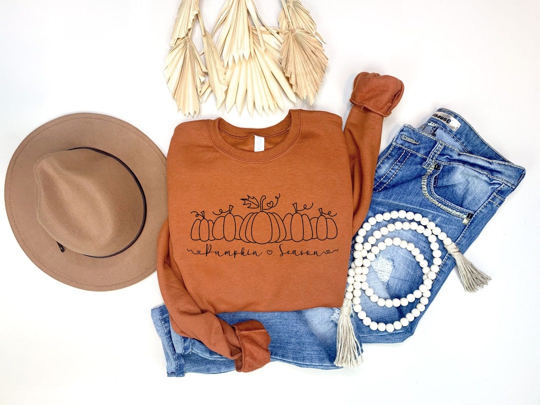 Pumpkin Season Fall Crewnecks Sweatshirts/orange Burnt Crewneck Sweater ...