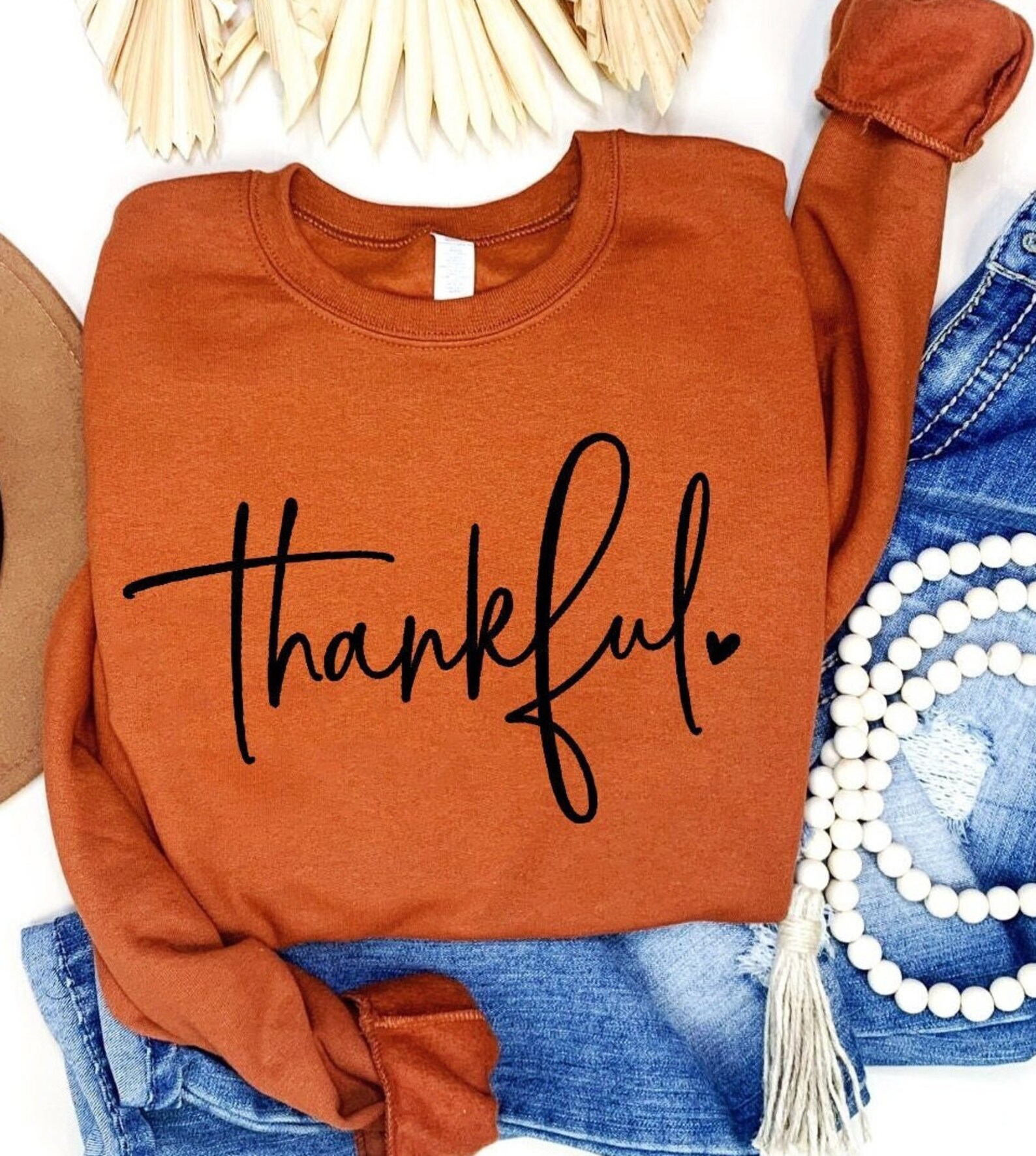 Thankful Sweatshirt/women Thanksgiving Sweater/fall Crewneck ...