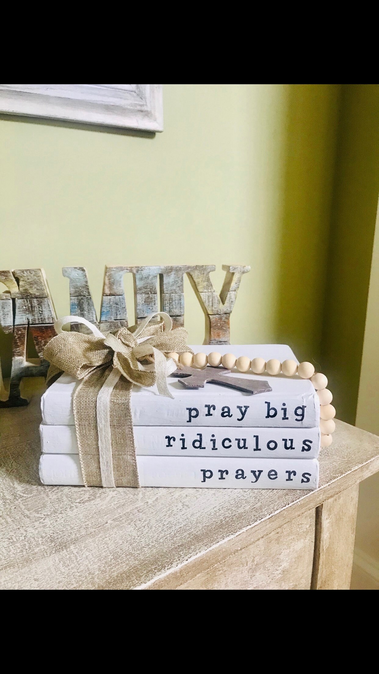 Farmhouse Decor Pray Big Prayers Stacked Books Rustic - Etsy
