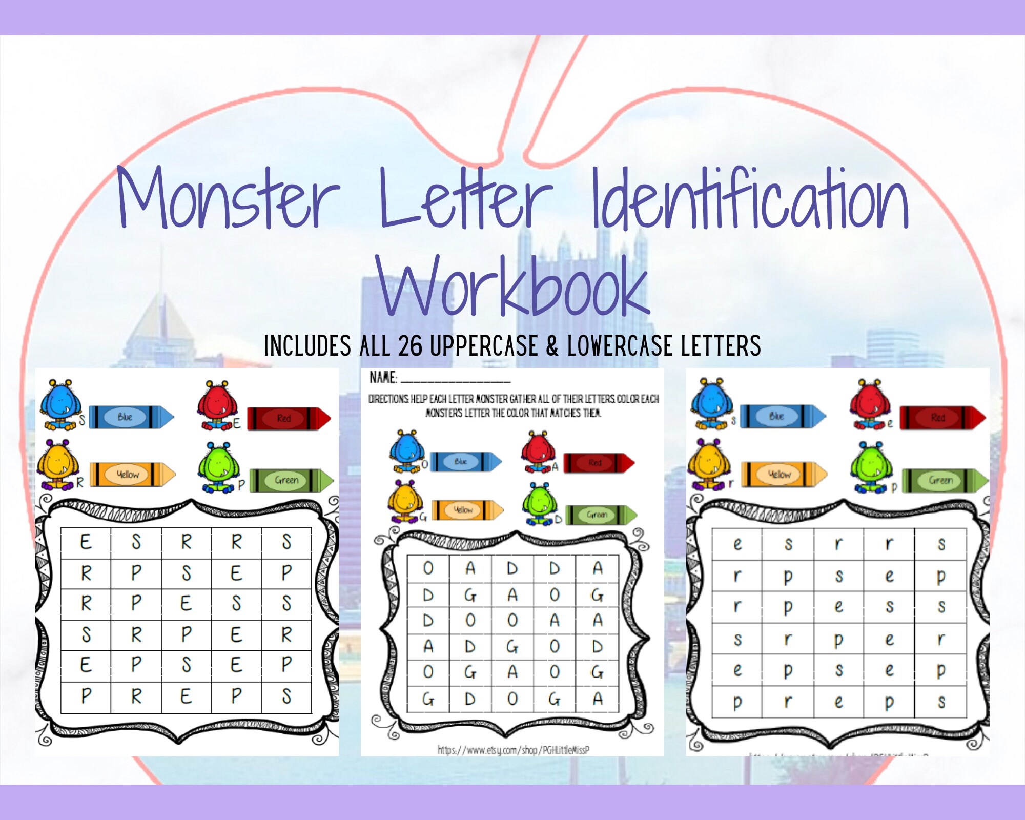 Monster Uppercase and Lowercase Letter Identification Workbook ...
