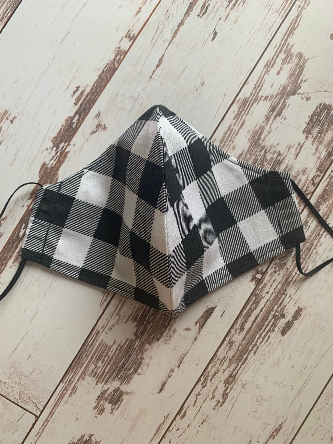 Christmas Buffalo Check Face Mask. White and Black Double Layer Cotton ...