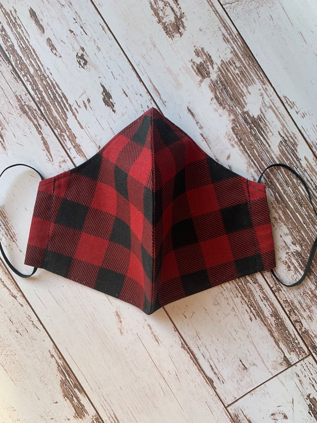 Christmas Buffalo Check Face Mask. Double Layer Cotton With - Etsy
