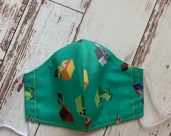 Mindcraft Face Mask. Double Layer Cotton With Filter Pocket | Etsy