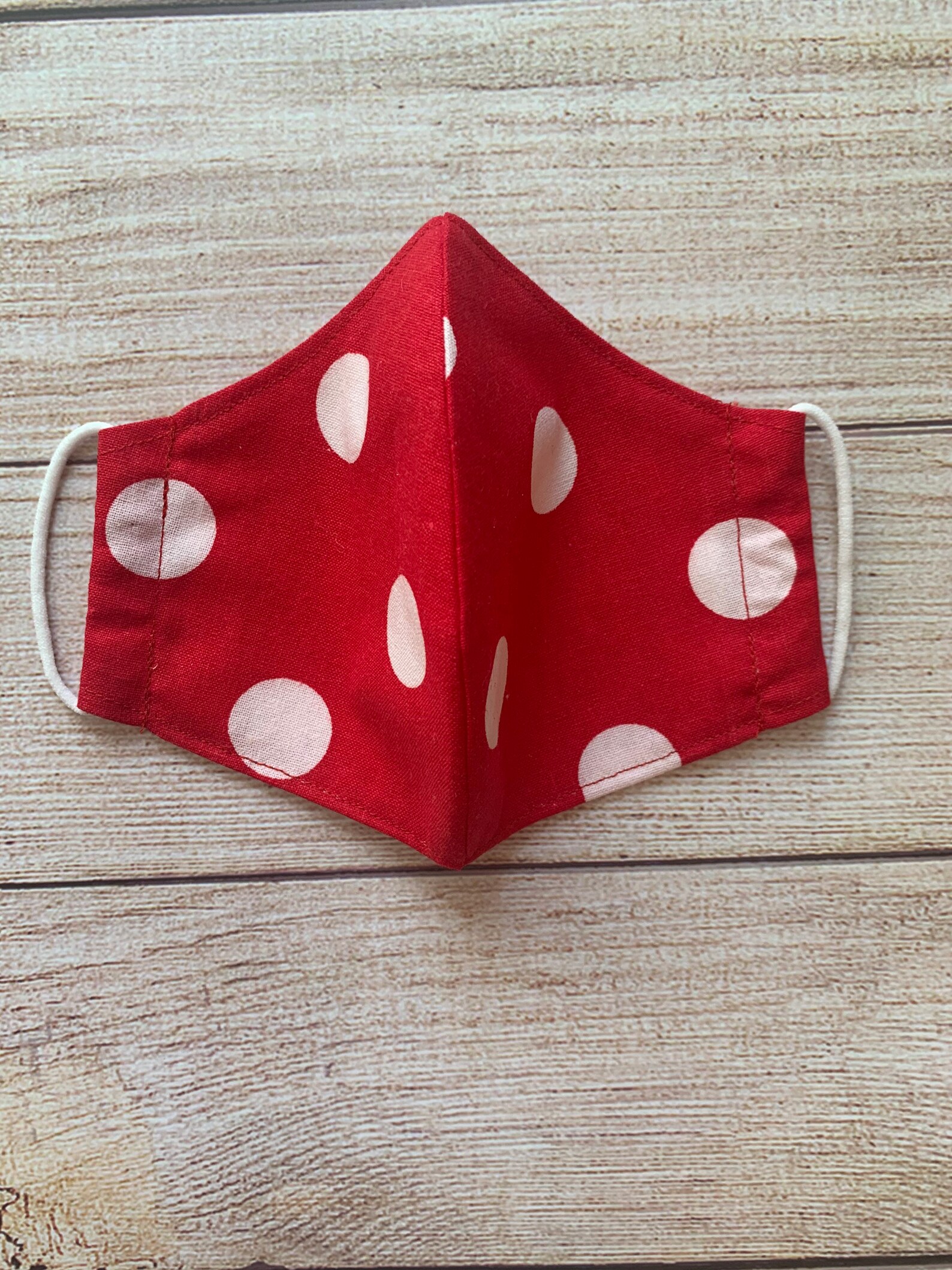 Red and White Polka Dot Face Mask Double Cotton Layer With | Etsy