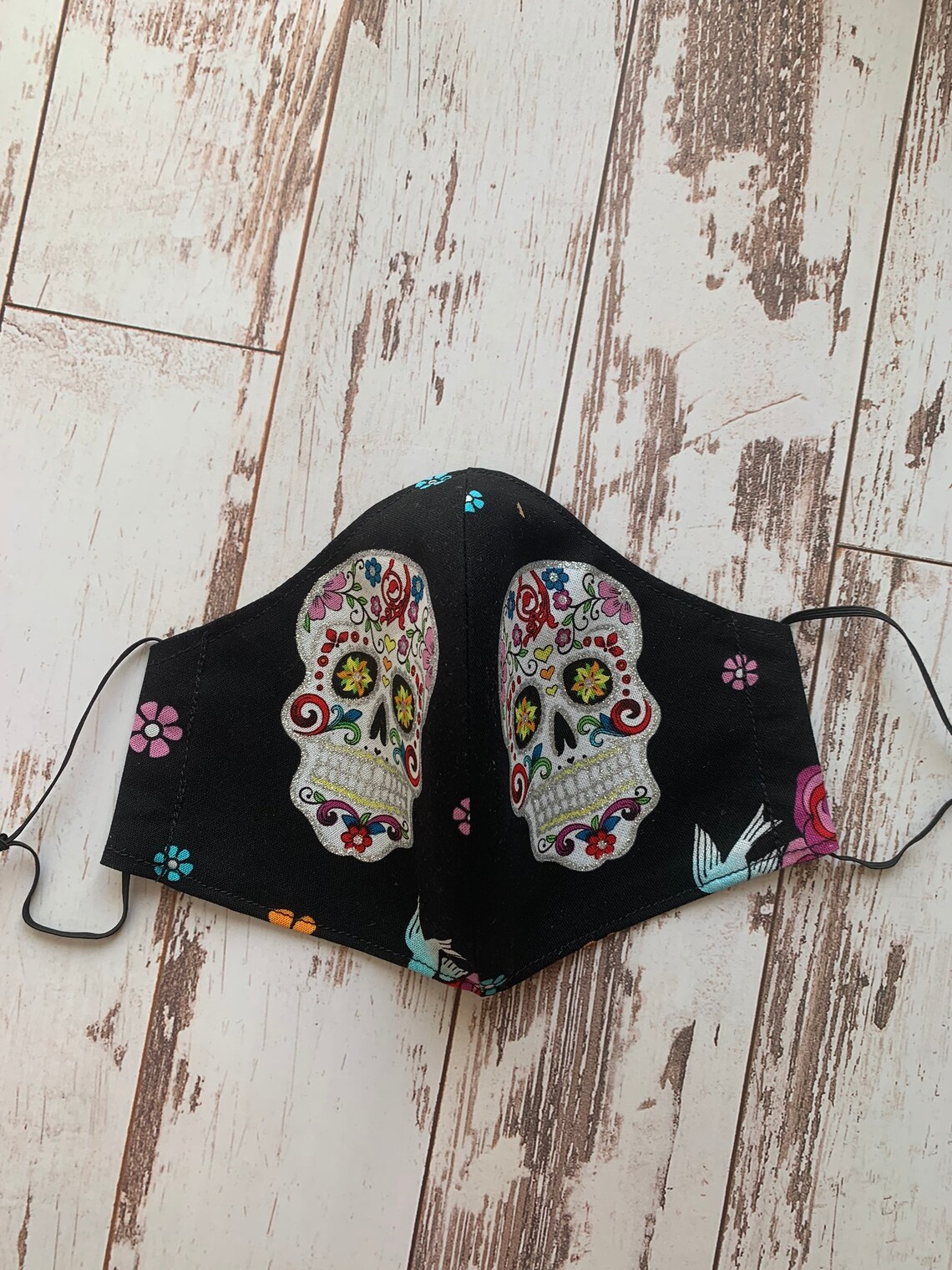 Halloween/Cinco de Mayo Glitter sugar skull face mask. Double | Etsy