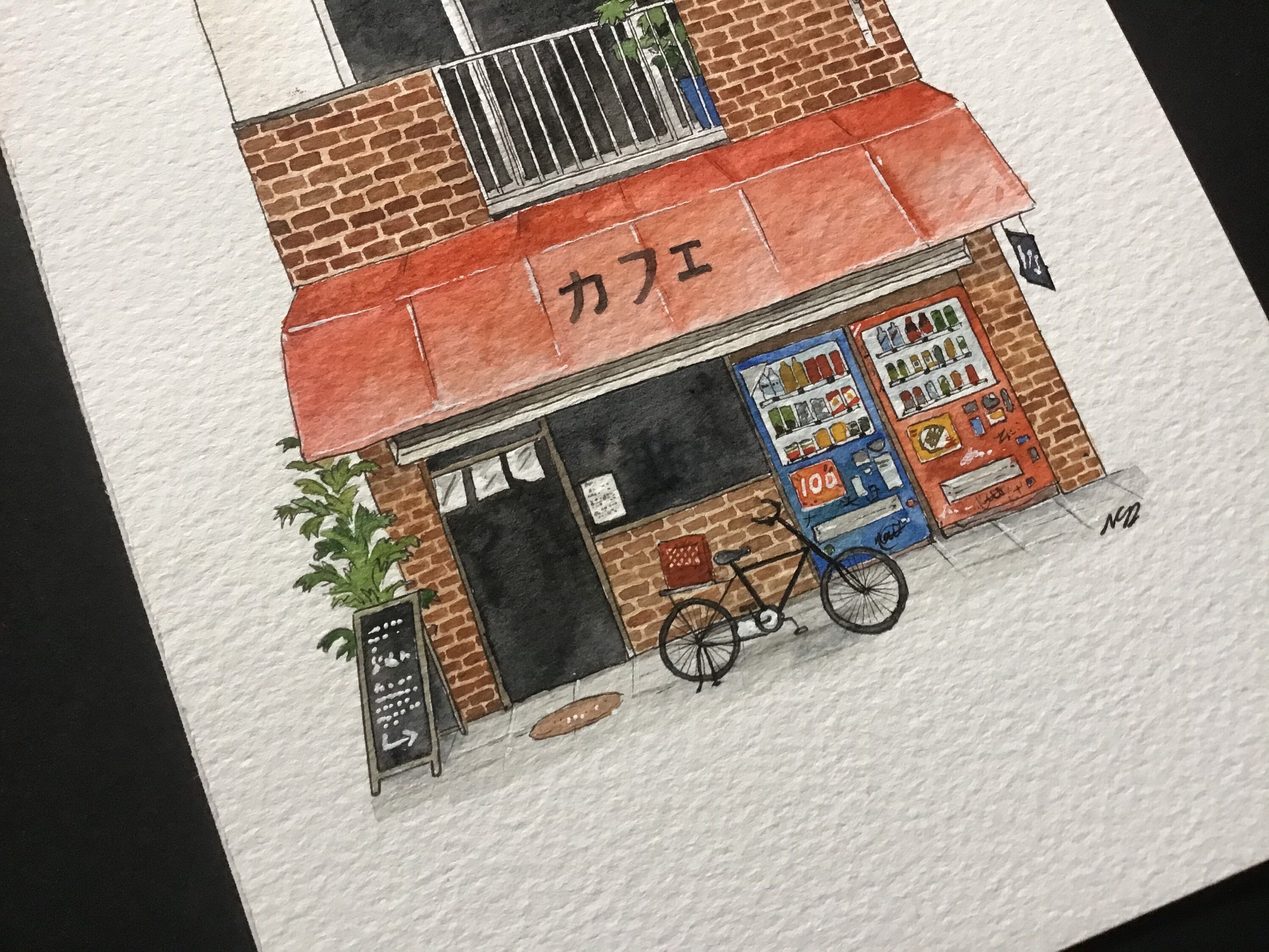 Japanese Storefront Watercolour and Ink Painting Art Print - Etsy UK