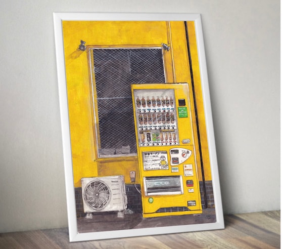 Detailed Japanese Vending Machine Art Print Watercolour | Etsy