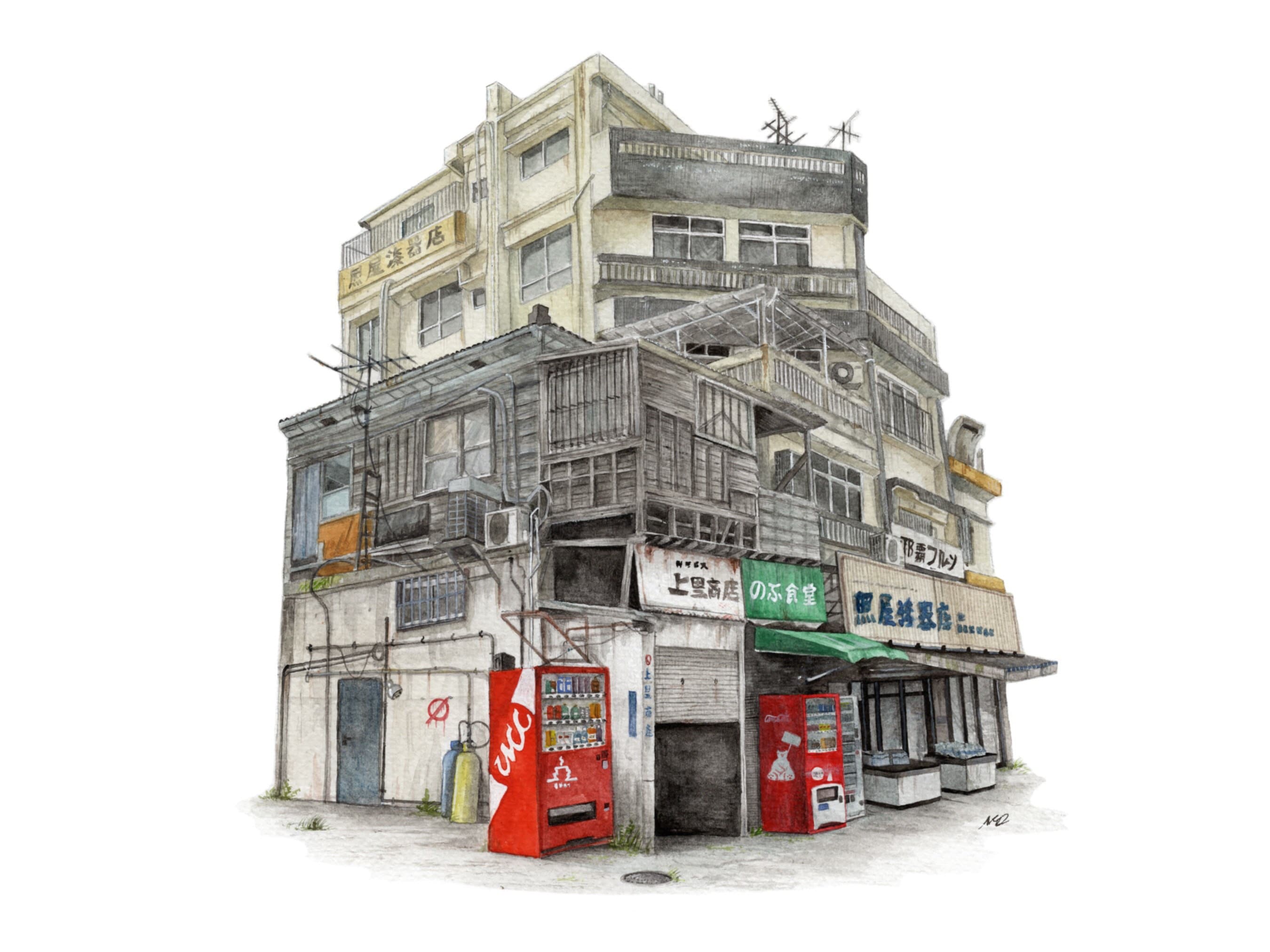 Detailed Japanese Storefront Watercolour Painting Art Print - Etsy