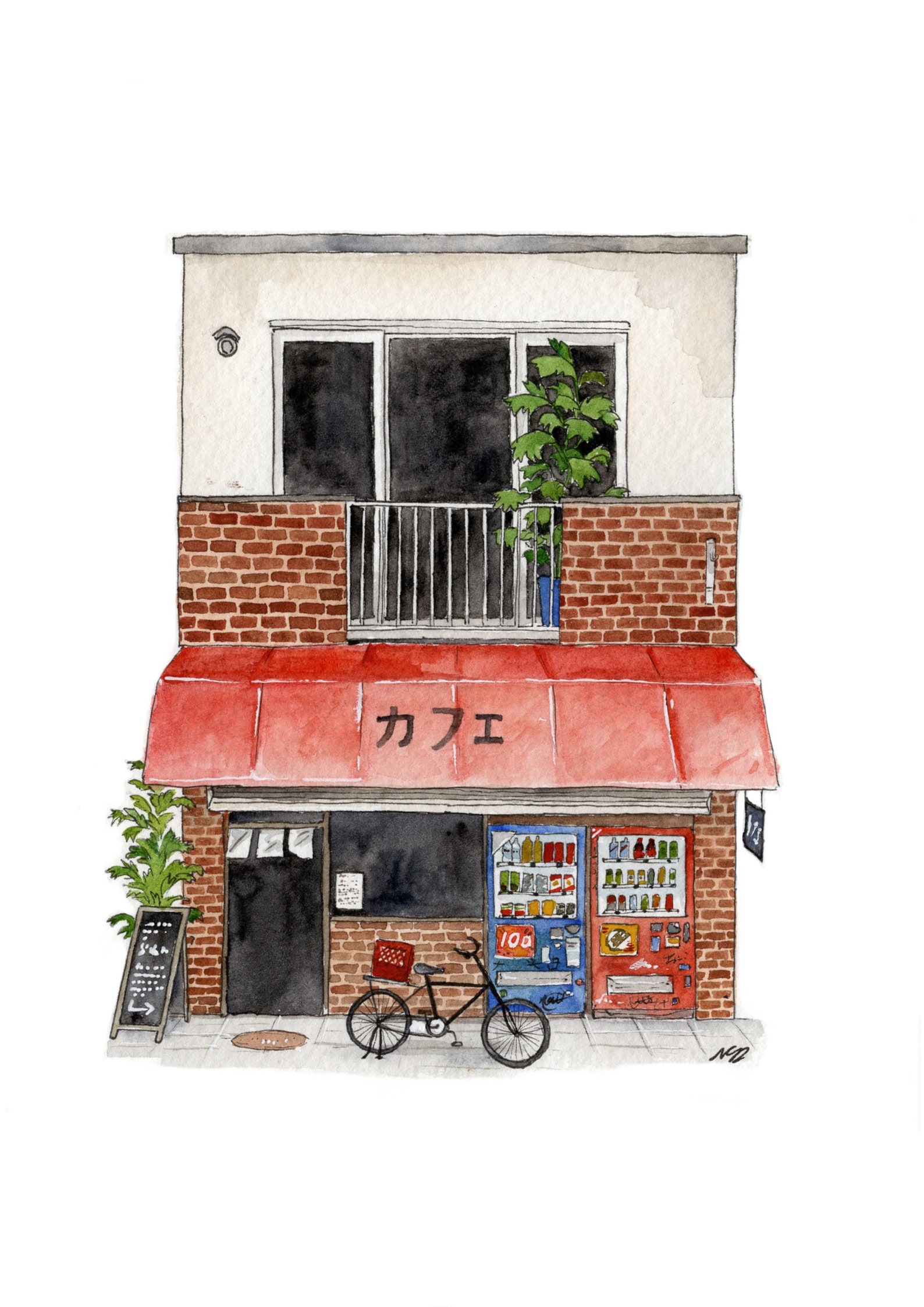 Japanese Storefront Watercolour and Ink Painting Art Print - Etsy UK