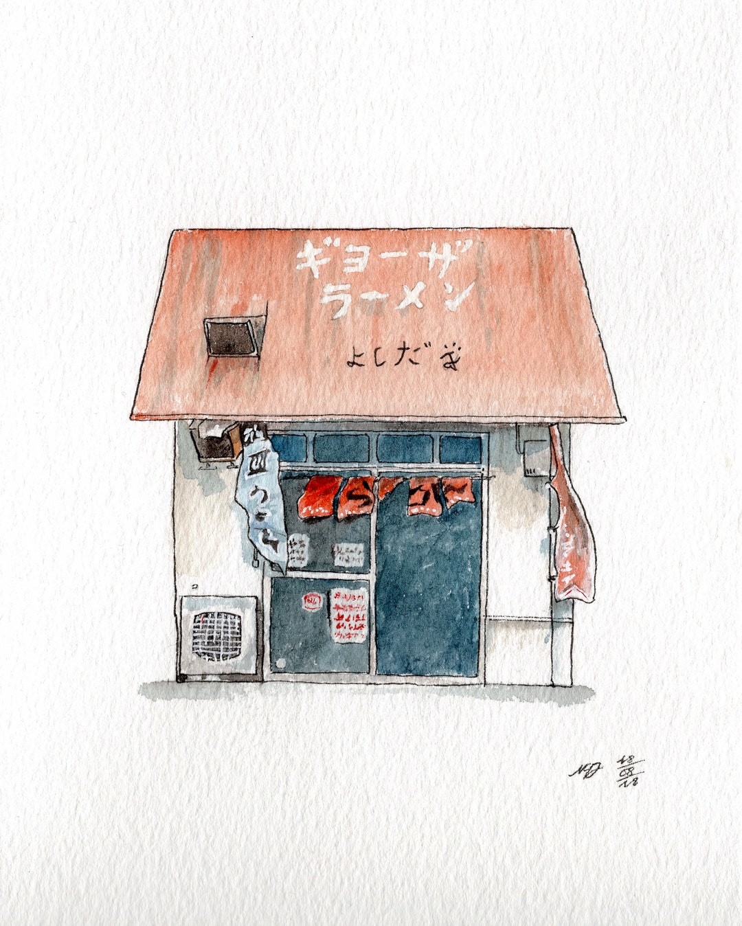 Japanese Storefront Watercolour and Ink Painting Art Print - Etsy