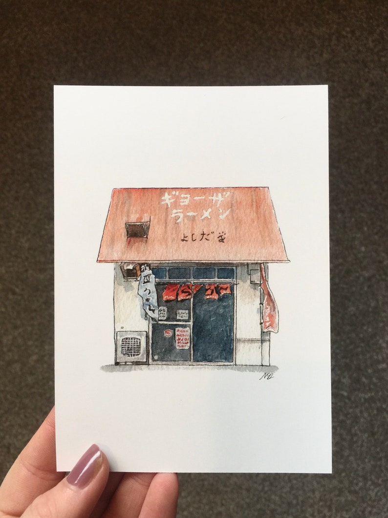 Set of 4 Postcards Watercolour Japanese Storefront Prints | Etsy