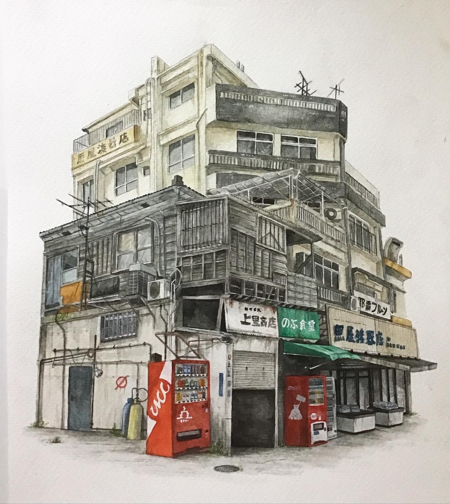 Detailed Japanese Storefront Watercolour Painting Art Print - Etsy