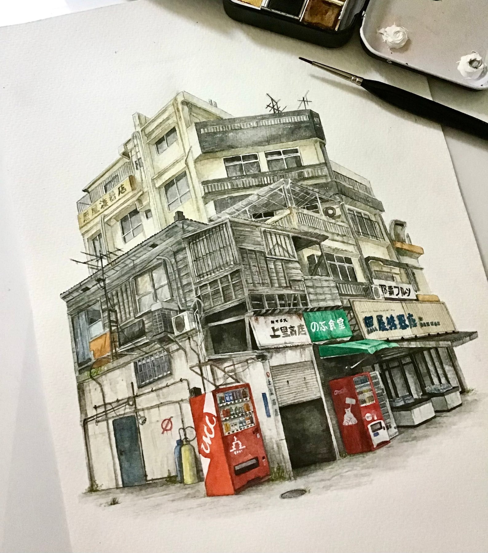 Detailed Japanese Storefront Watercolour Painting Art Print - Etsy