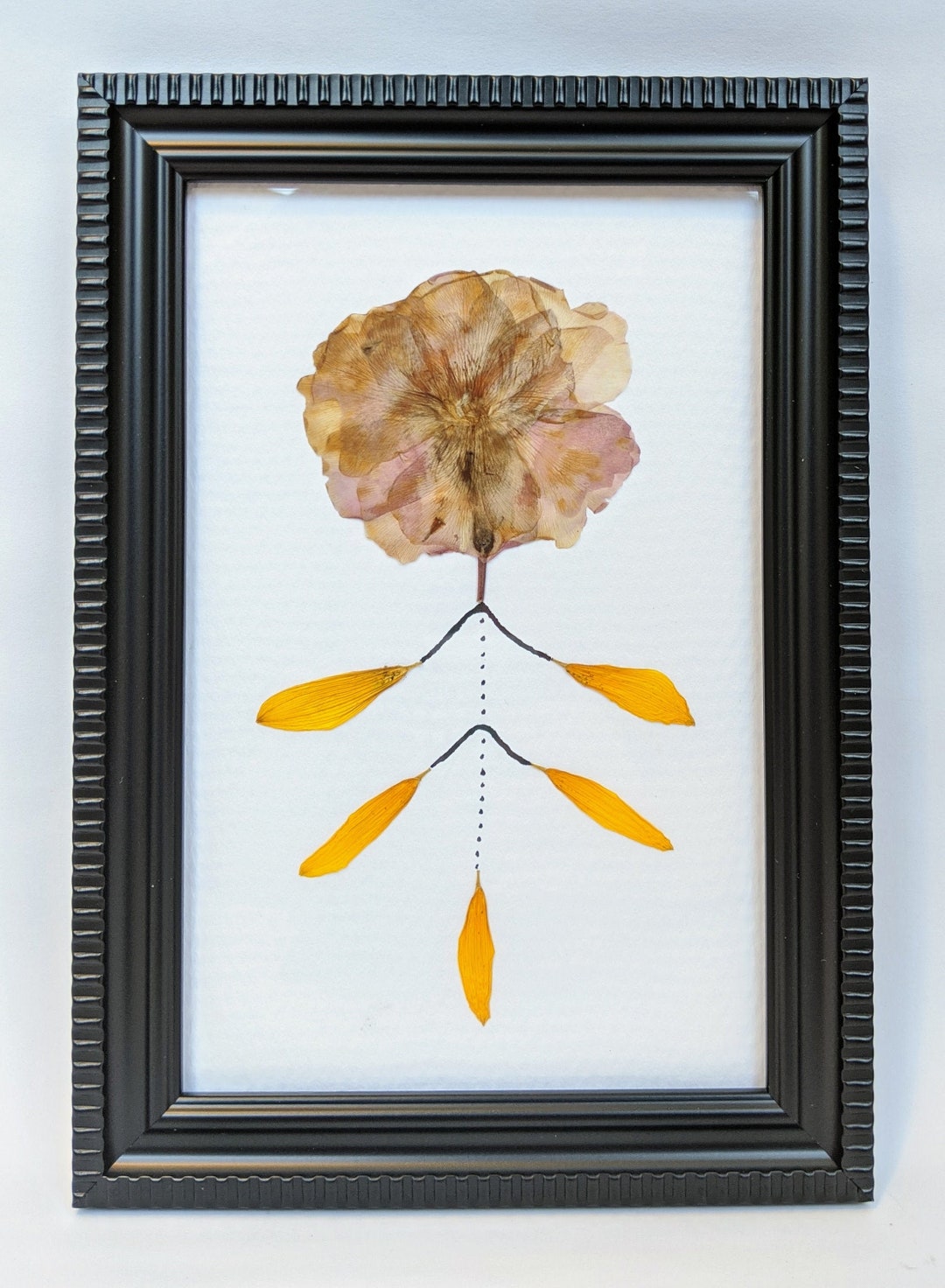 Pressed Flower With Ink Painting {on Point} - Etsy