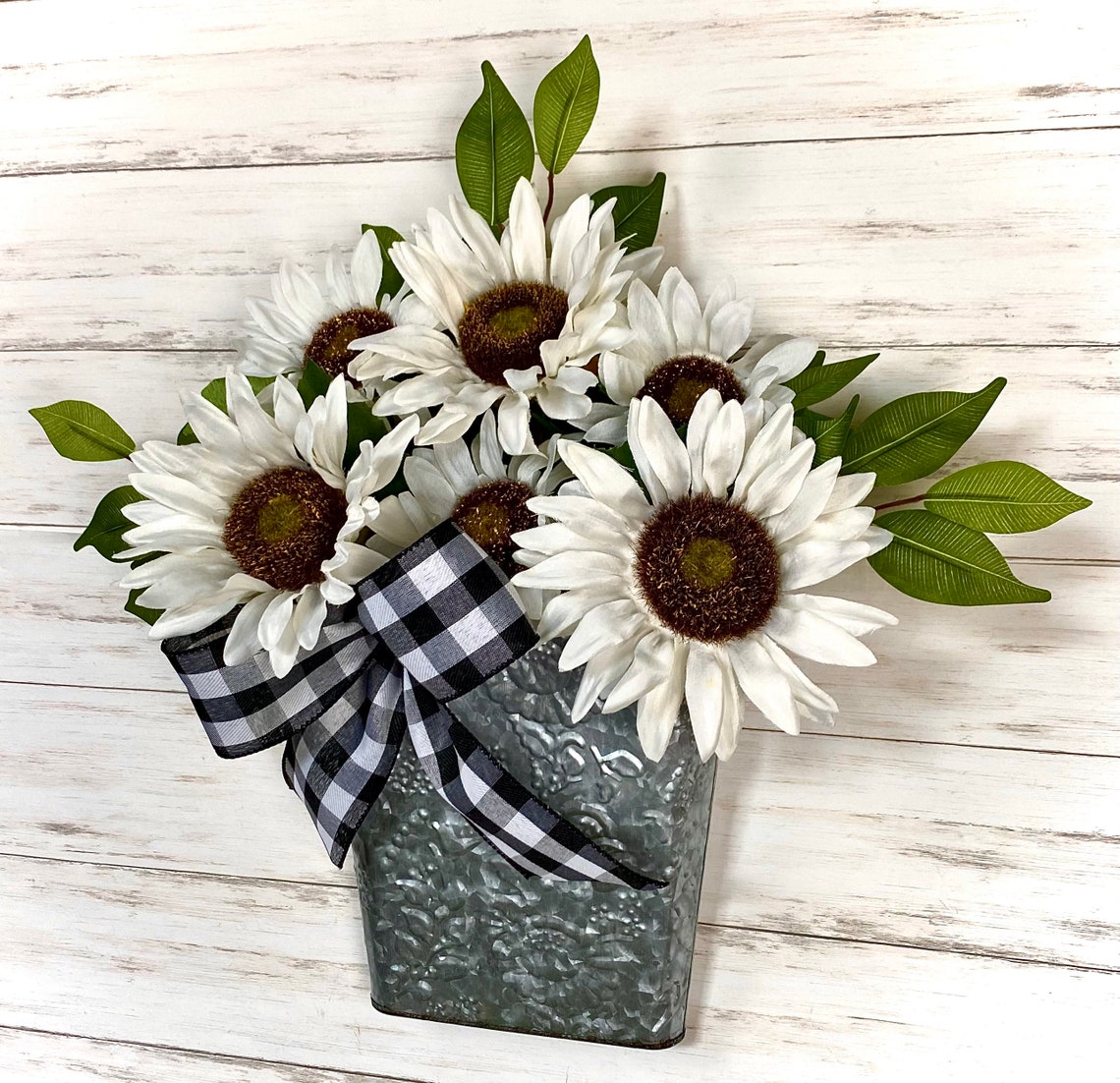 Sunflower Bucket Wreath White Sunflower Summer Wreath Fall - Etsy