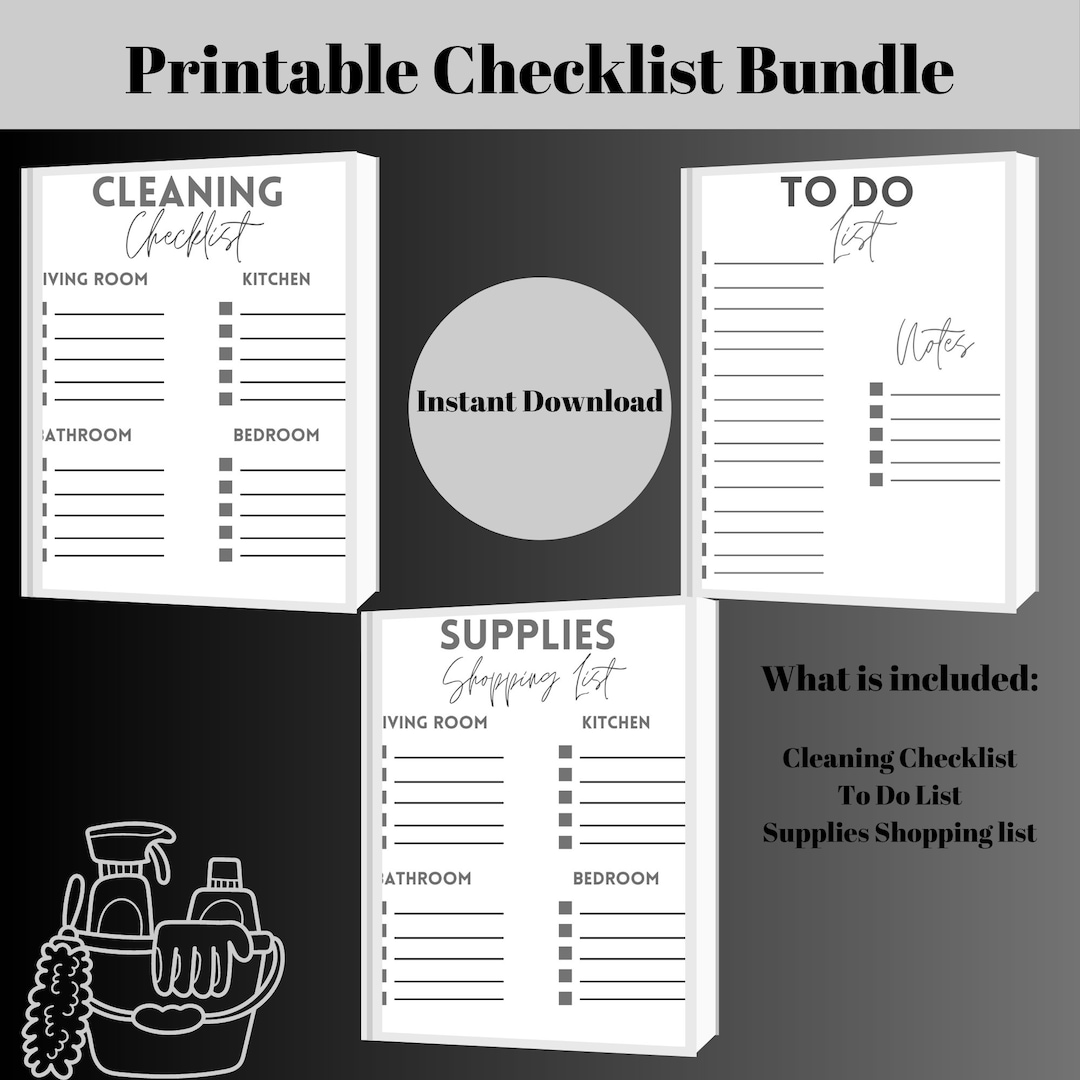 Printable Cleaning Checklist Bundle Includes, Cleaning Checklist, to Do ...