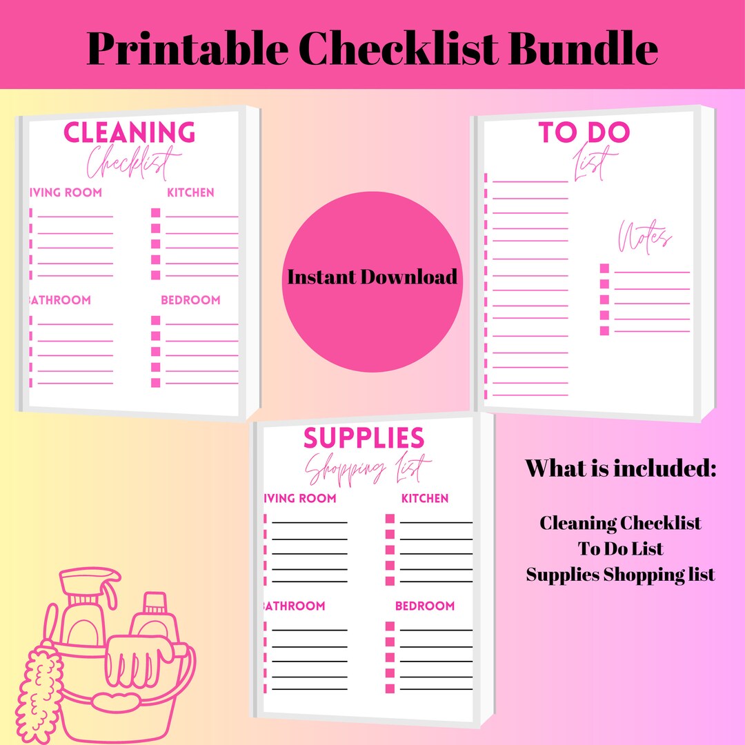 Printable Cleaning Checklist Bundle Includes Cleaning Checklist, A to ...