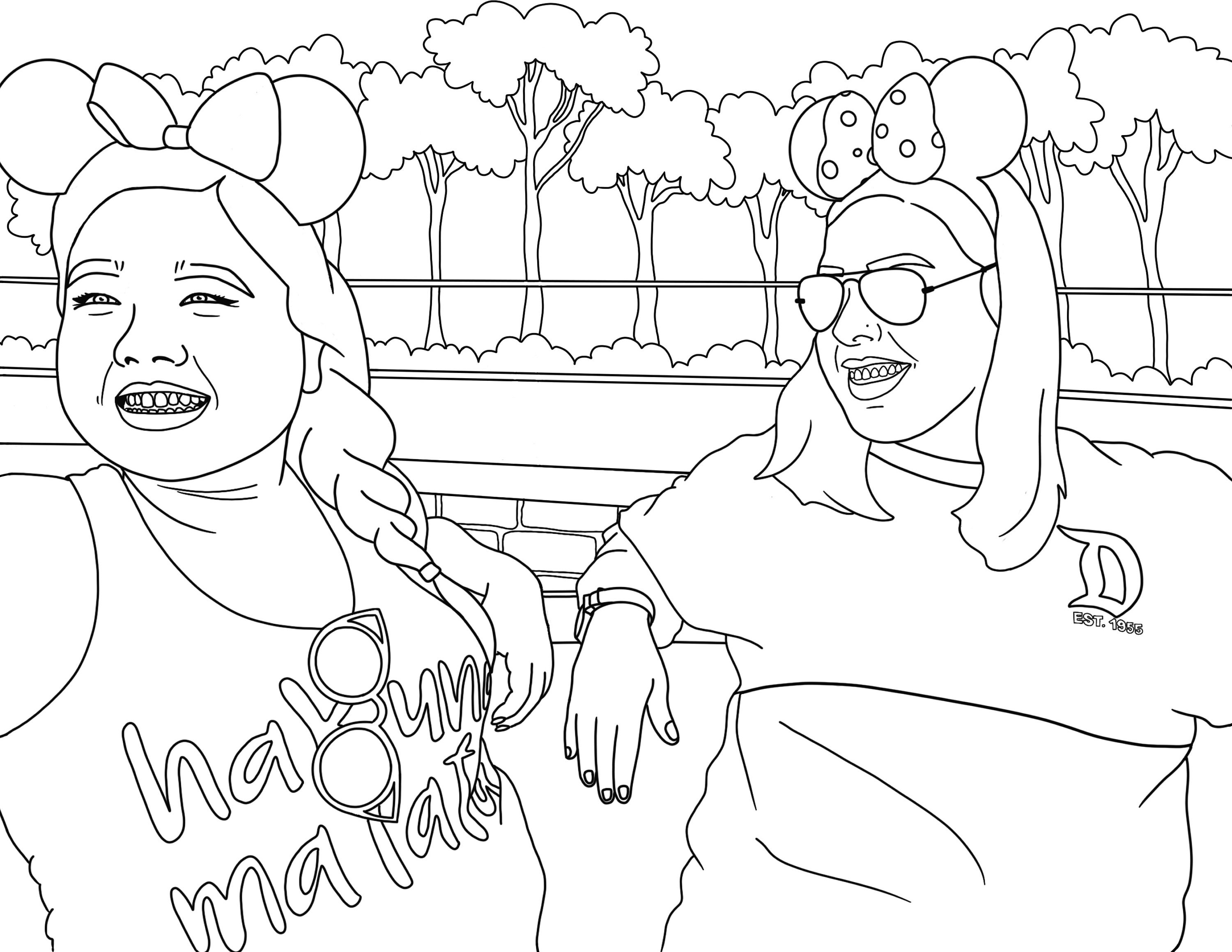 Personalized Coloring Pages Custom Outline Coloring Page Etsy
