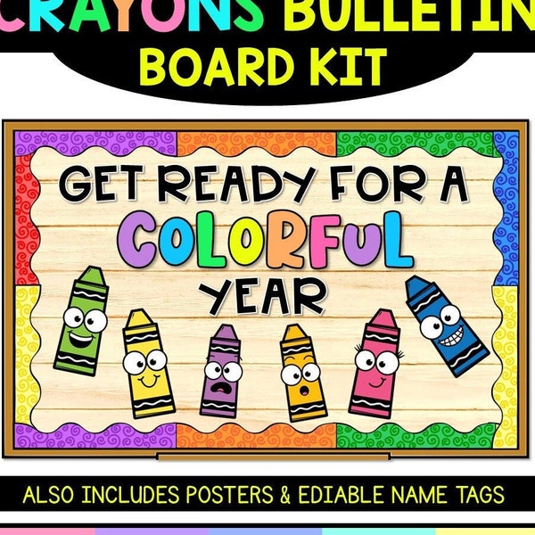 Crayon Back to School Bulletin Board & Name Tags Classroom Decor - Etsy ...
