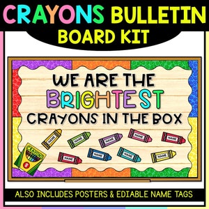 Crayon Back to School Bulletin Board & Name Tags Classroom Decor - Etsy ...