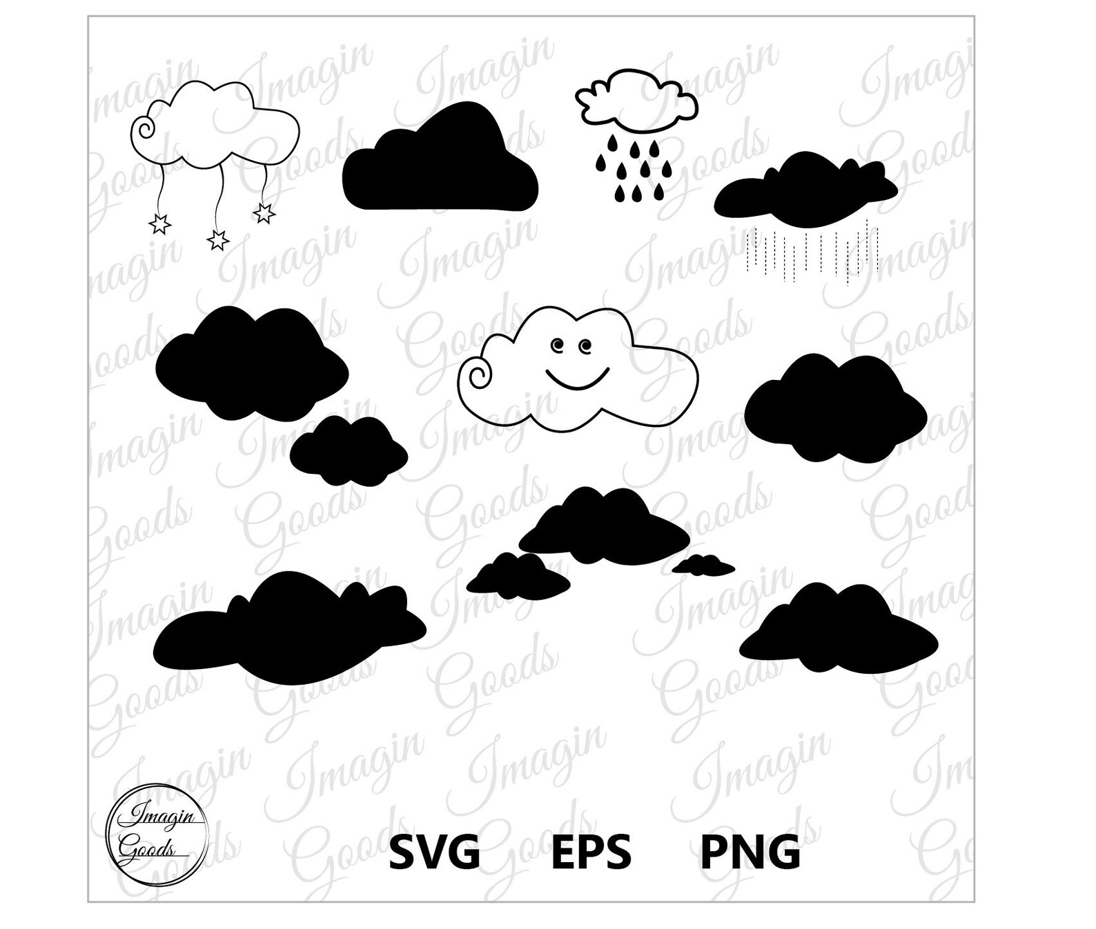 Sky Svg Bundle , Sky Png,sky Eps ,sun Stars Moon Clouds Svg, Png, Eps ...