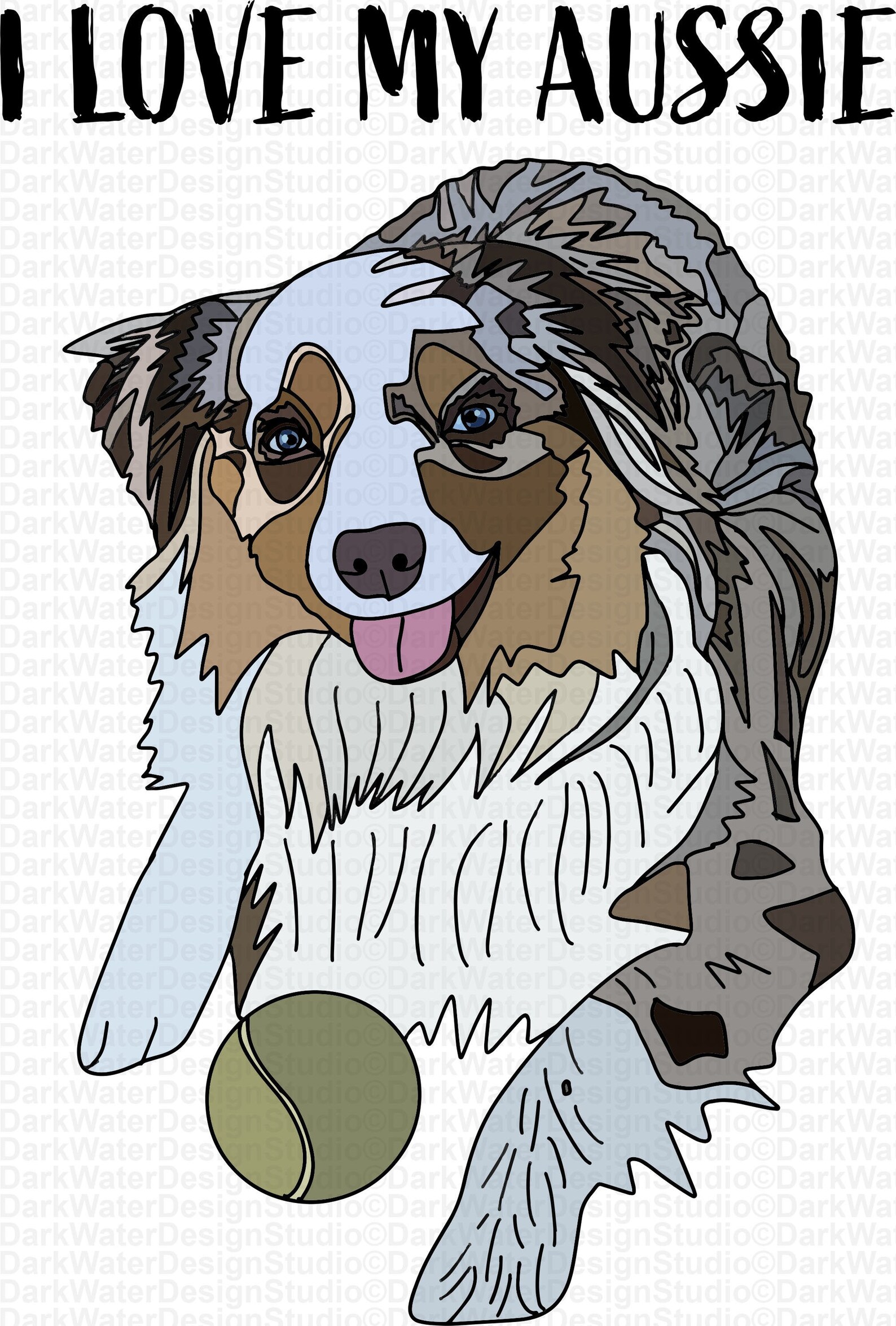 I Love My Aussie SVG PNG DXF Australian Shepherd Digital - Etsy