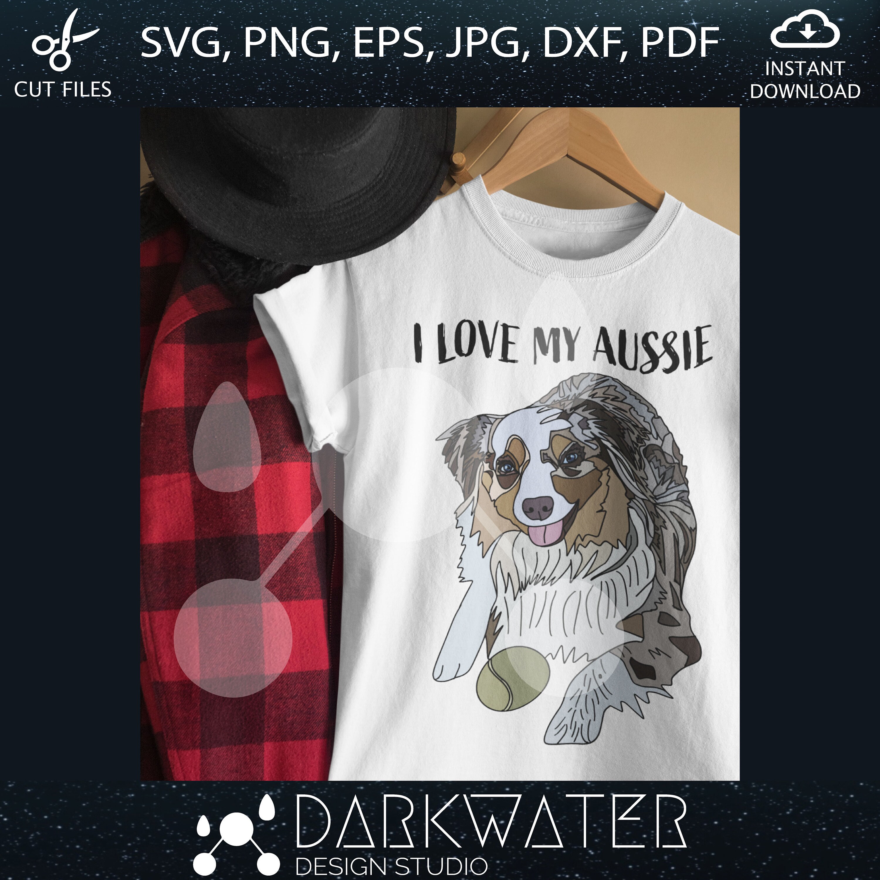 I Love My Aussie SVG PNG DXF Australian Shepherd Digital - Etsy
