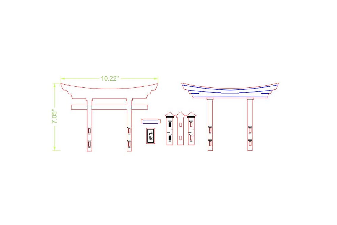 Japanese Torii Gate Paintable Laser Cut File - 18 Cm (7 Inch) Glowforge ...