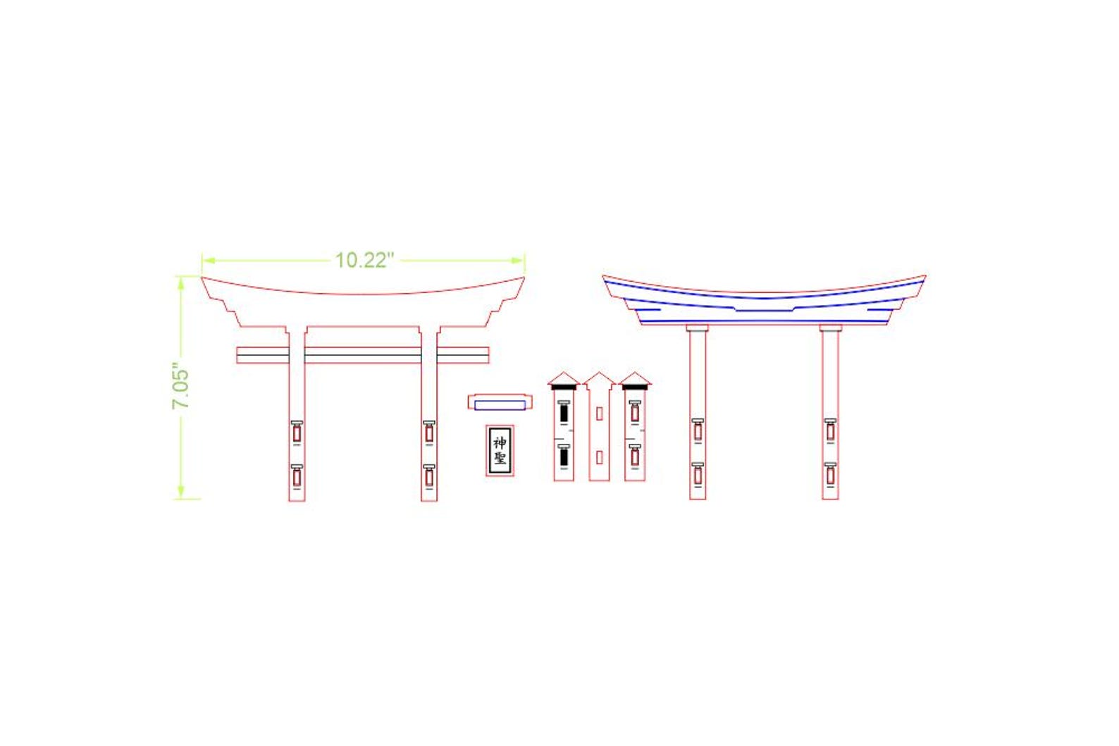 Japanese Torii Gate Paintable Laser Cut File - 18 Cm (7 Inch) Glowforge ...