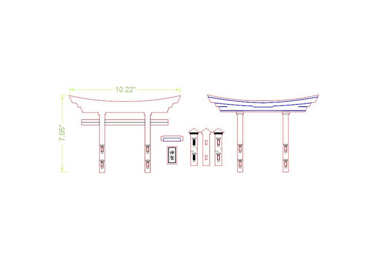 Japanese Torii Gate Paintable Laser Cut File - 18 Cm (7 Inch) Glowforge ...