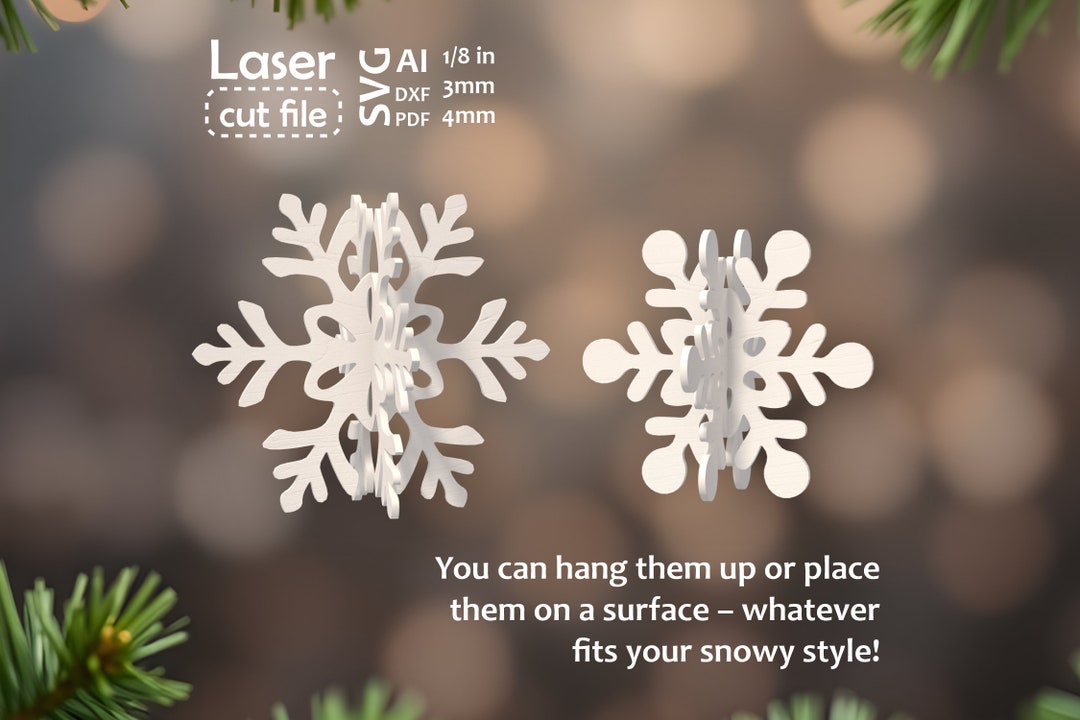 3D Snowflake Laser Cut Design Set – Glowforge Compatible Files for ...
