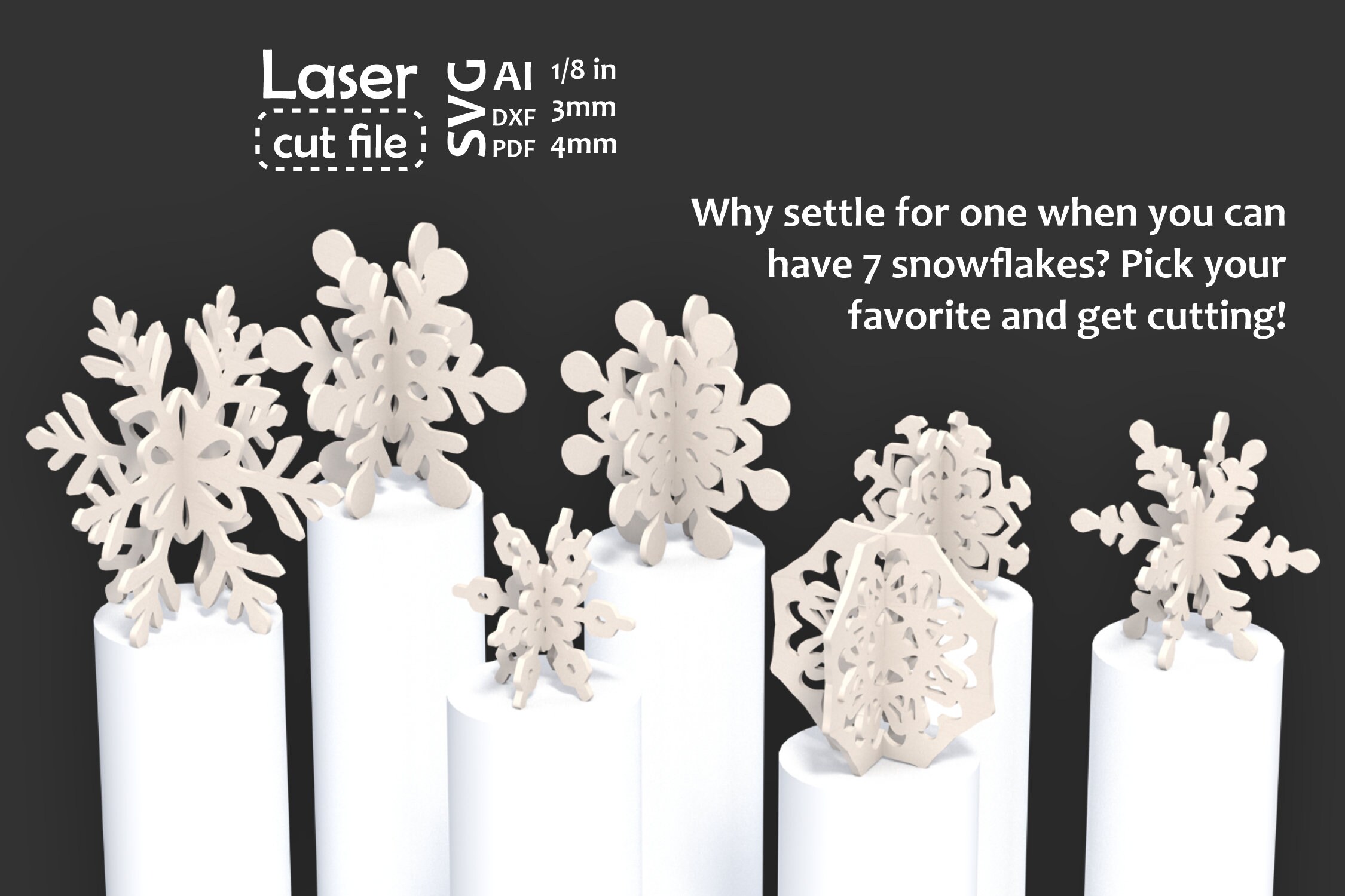 3D Snowflake Laser Cut Design Set – Glowforge Compatible Files for ...