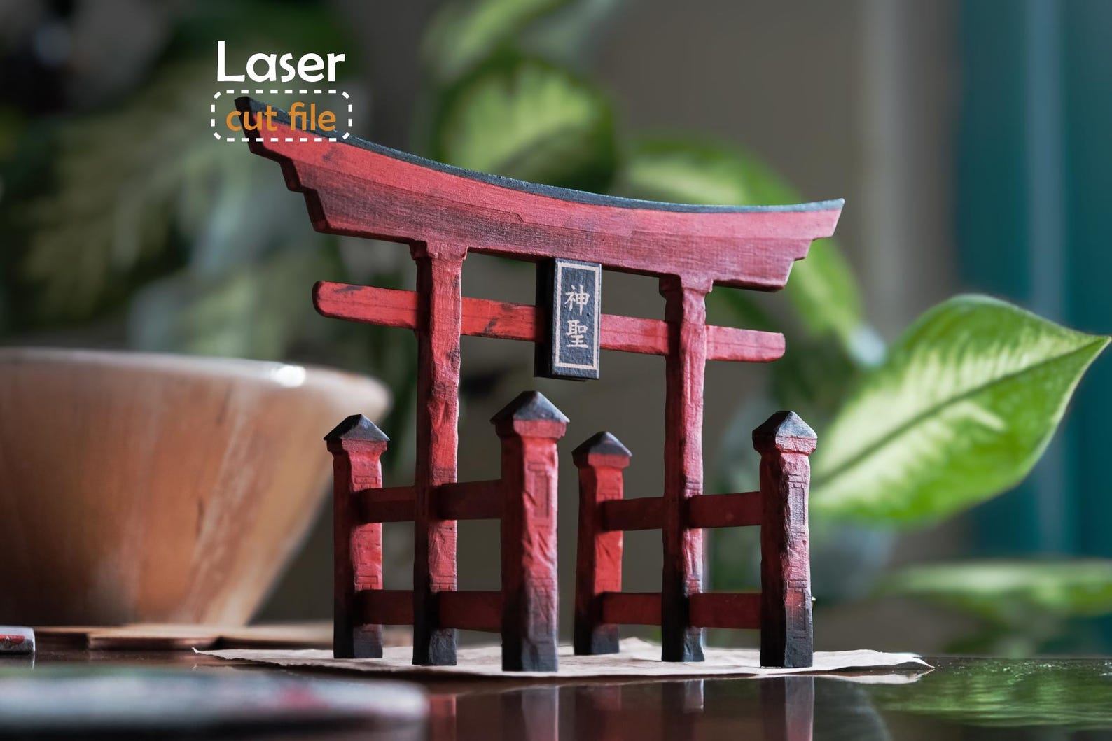 Japanese Torii Gate Paintable Laser Cut File - 18 Cm (7 Inch) Glowforge ...