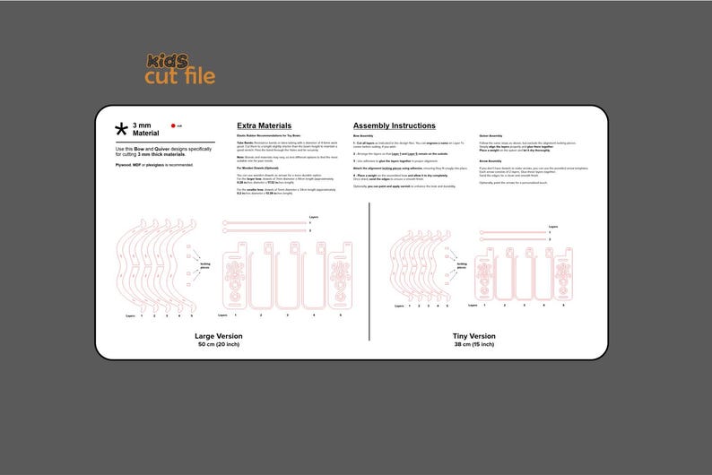 DIY Toy Bow and Arrow Laser Cut File - Easy Assembly, Paintable, 2 ...