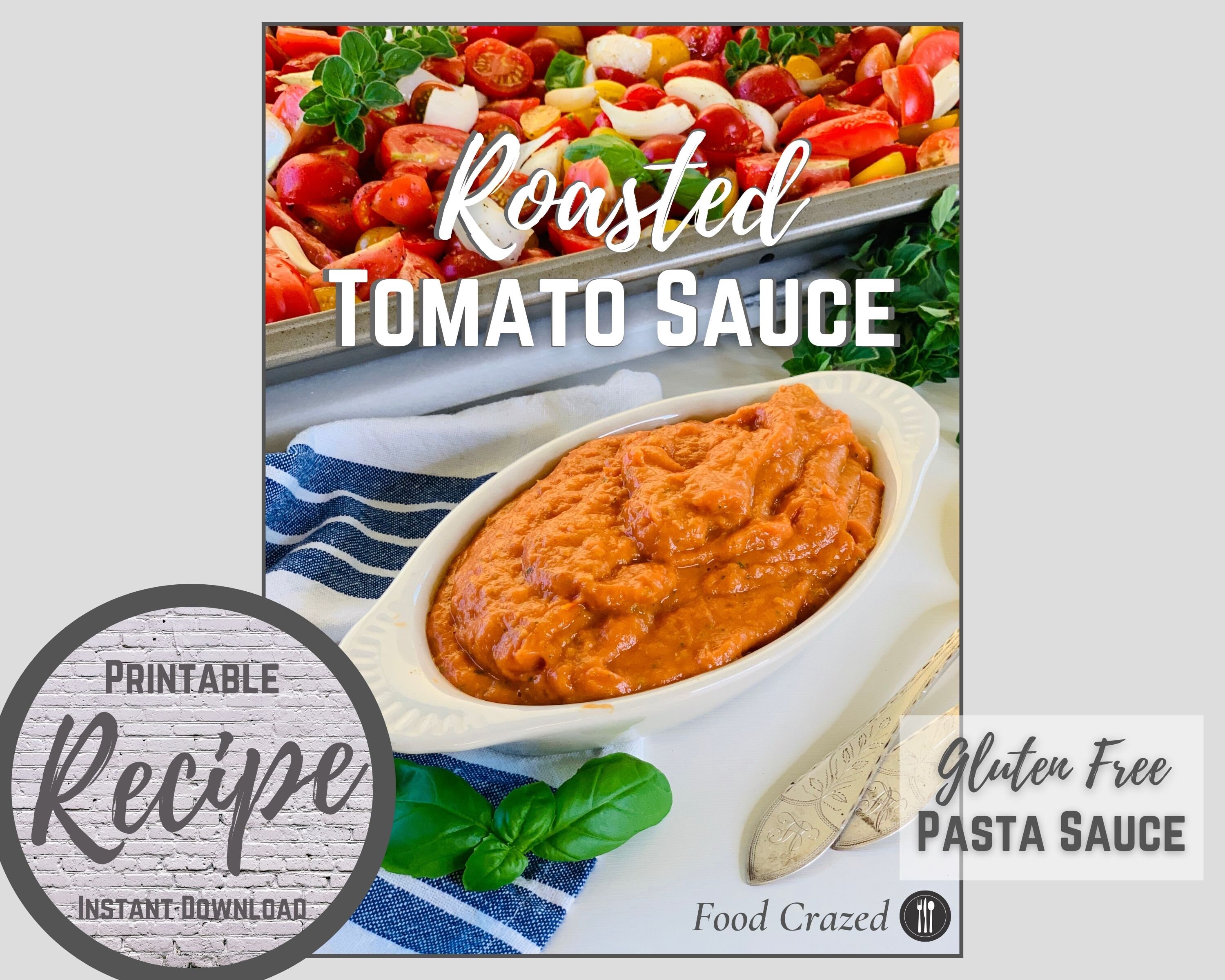 Food Crazed Recipe, Roasted Tomato Sauce, Instant Download, Farmhouse ...