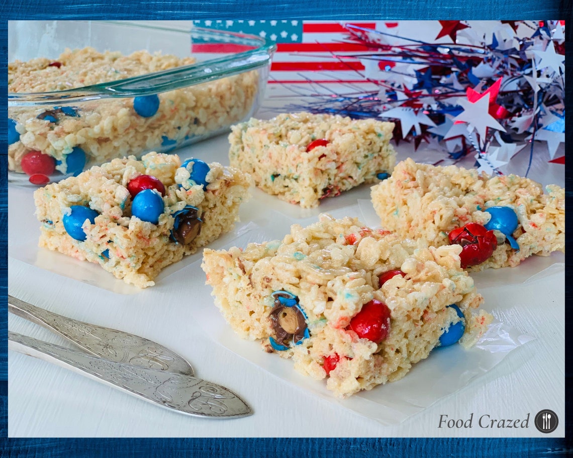 Food Crazed Recipe, Patriotic Rice Crispy Treats, Instant Download, 4th ...